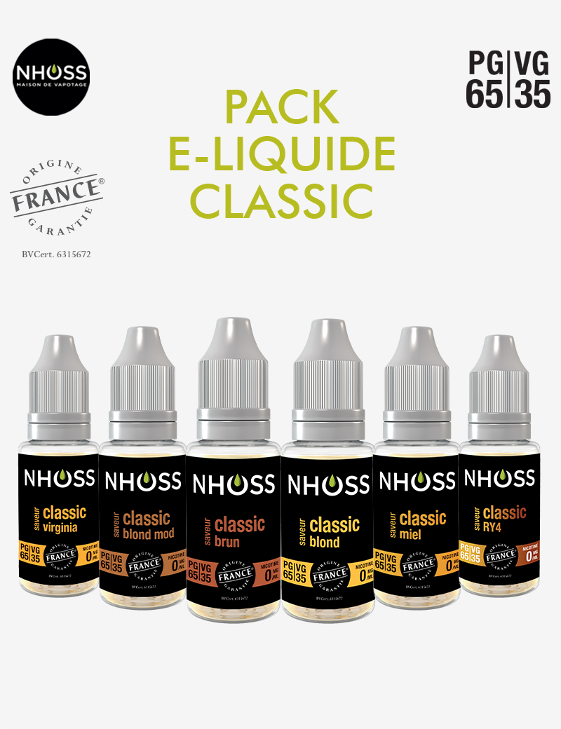 Les meilleurs e-liquides classiques ! Teneur en nicotine 0 mg/ml